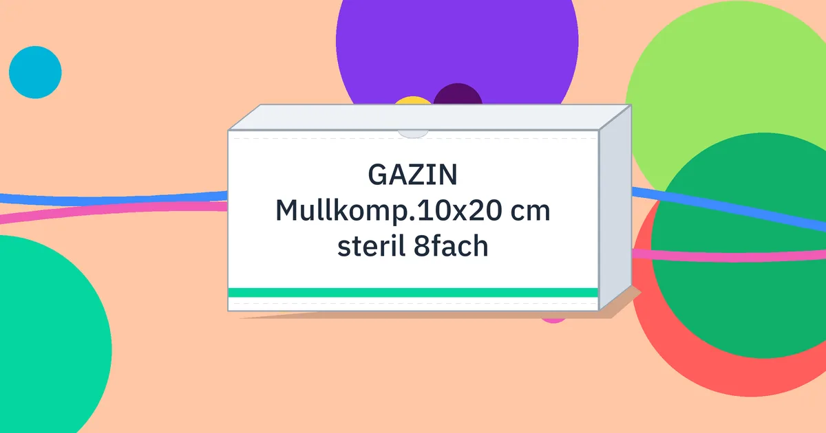 Symbolbild: Packung mit der Aufschrift GAZIN Mullkomp.10x20 cm steril 8fach (PZN 00150745) – Verfügbarkeit und Bezug in Apotheken in Frankfurt am Main