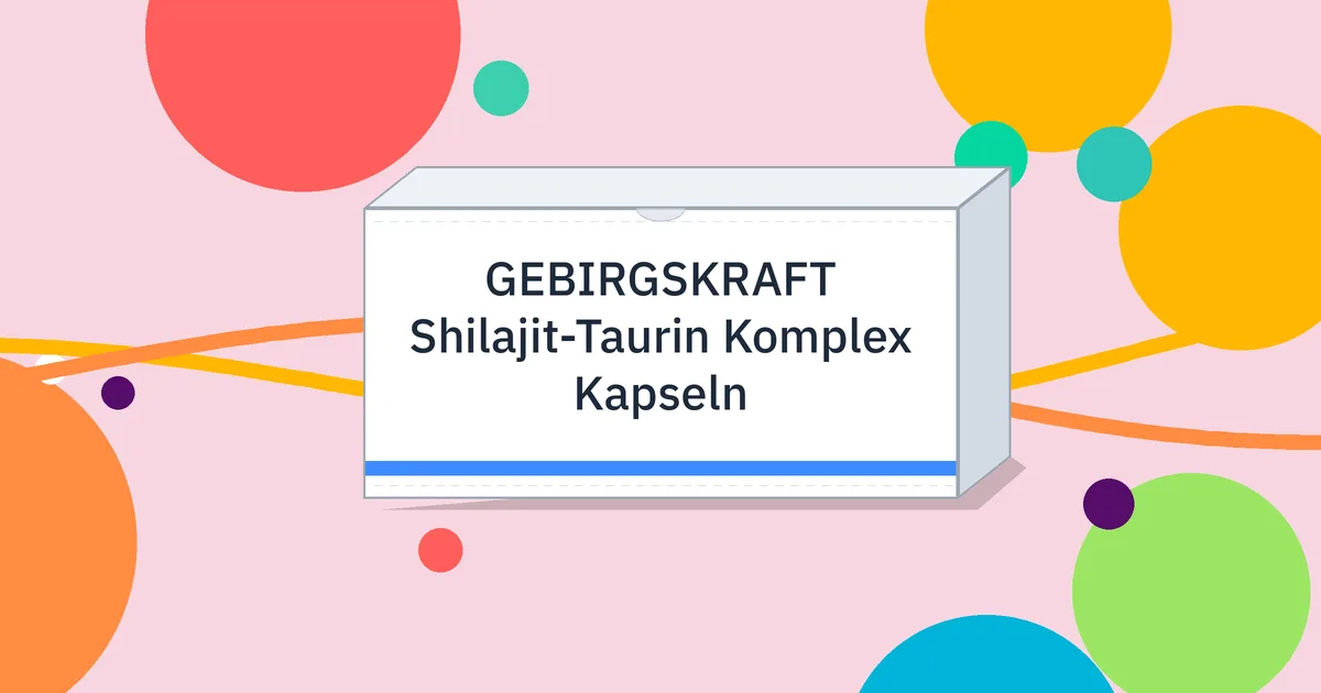 Symbolbild: Packung mit der Aufschrift GEBIRGSKRAFT Shilajit-Taurin Komplex Kapseln (PZN 19628468) – Verfügbarkeit und Bezug in Apotheken in Frankfurt am Main