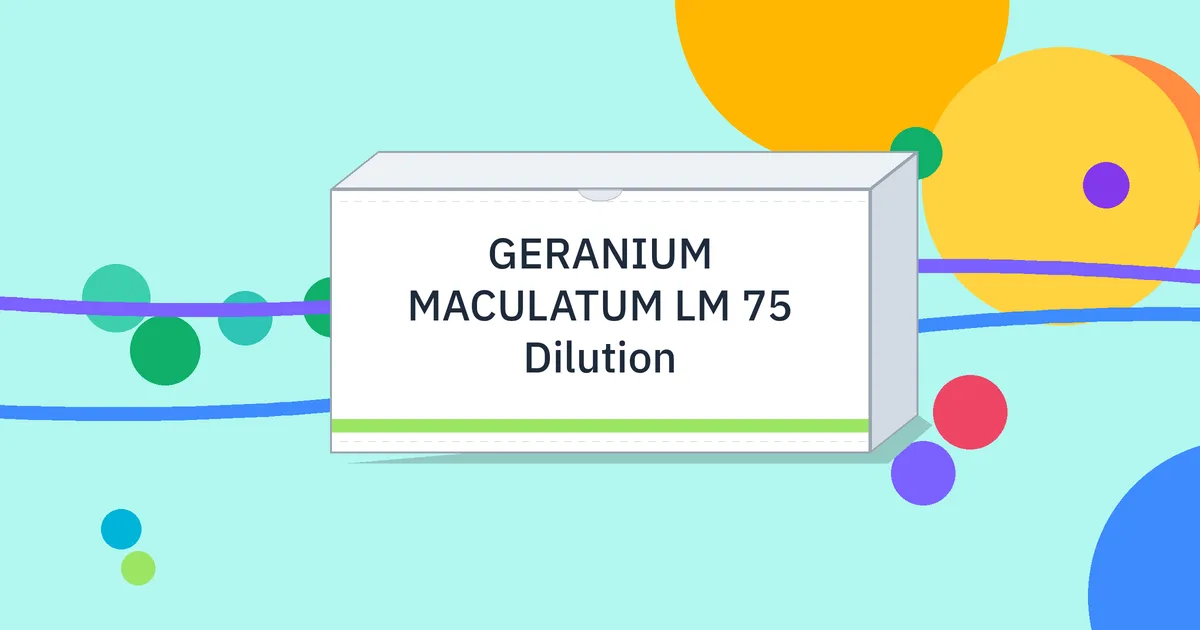 Symbolbild: Packung mit der Aufschrift GERANIUM MACULATUM LM 75 Dilution (PZN 12876950) – Verfügbarkeit und Bezug in Apotheken in Frankfurt am Main