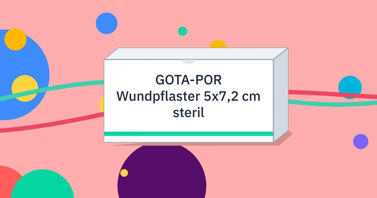 Symbolbild: Packung mit der Aufschrift GOTA-POR Wundpflaster 5x7,2 cm steril (PZN 04473267) – Verfügbarkeit und Bezug in Apotheken in Frankfurt am Main