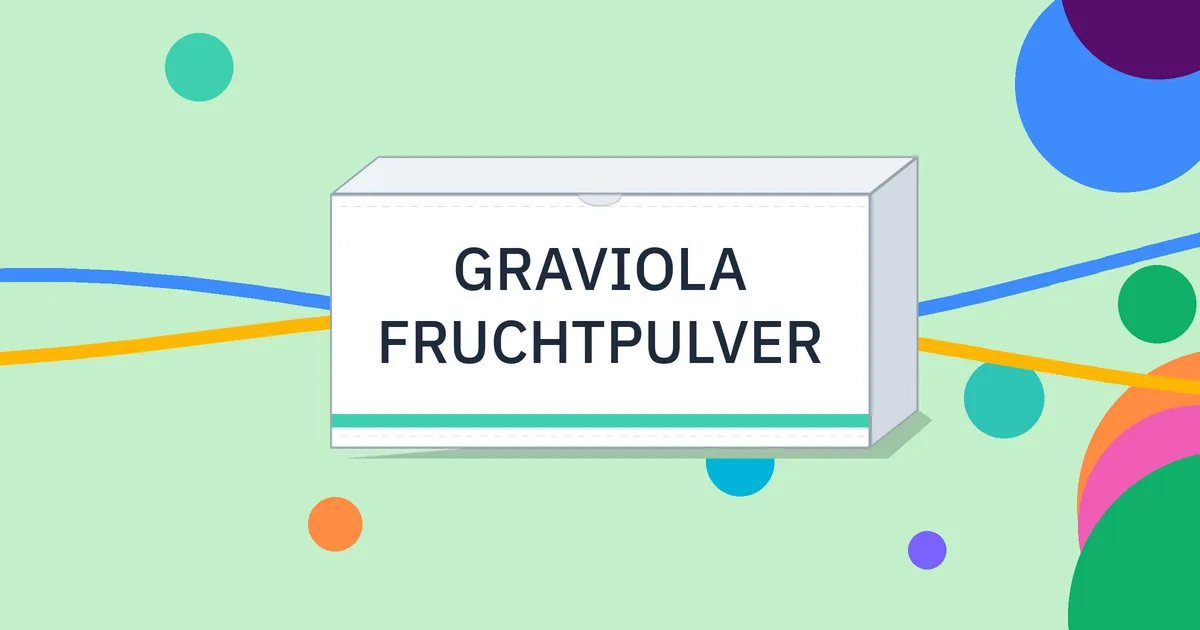 Symbolbild: Packung mit der Aufschrift GRAVIOLA FRUCHTPULVER (PZN 11072422) – Verfügbarkeit und Bezug in Apotheken in Frankfurt am Main