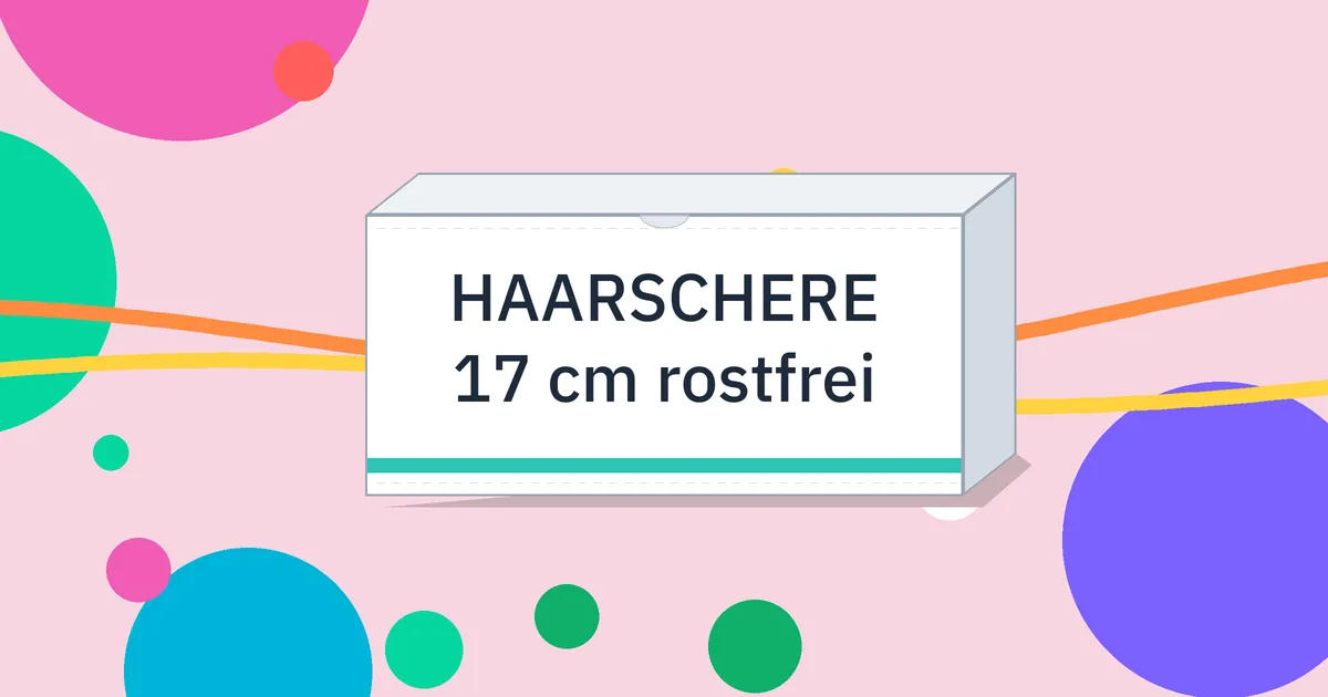 Symbolbild: Packung mit der Aufschrift HAARSCHERE 17 cm rostfrei (PZN 17287069) – Verfügbarkeit und Bezug in Apotheken in Frankfurt am Main