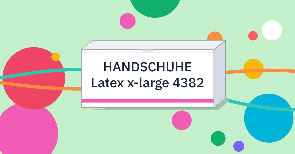 Symbolbild: Packung mit der Aufschrift HANDSCHUHE Latex x-large 4382 (PZN 01693695) – Verfügbarkeit und Bezug in Apotheken in Frankfurt am Main