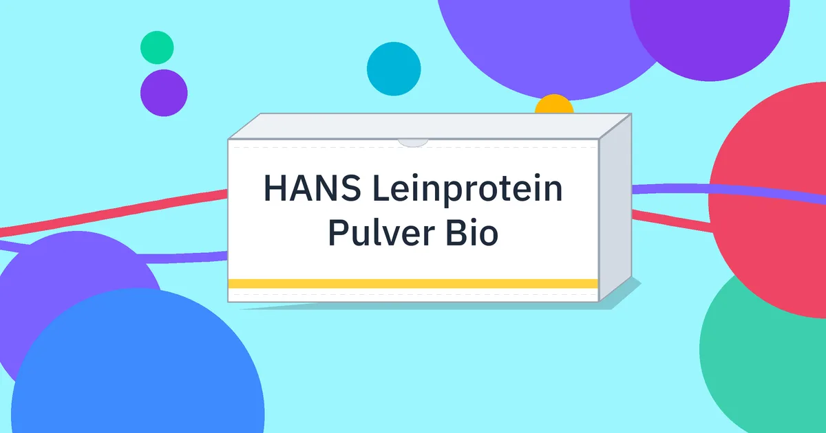Symbolbild: Packung mit der Aufschrift HANS Leinprotein Pulver Bio (PZN 17421510) – Verfügbarkeit und Bezug in Apotheken in Frankfurt am Main