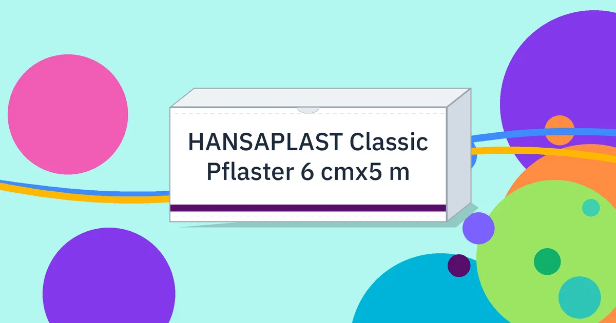 Symbolbild: Packung mit der Aufschrift HANSAPLAST Classic Pflaster 6 cmx5 m (PZN 05490380) – Verfügbarkeit und Bezug in Apotheken in Frankfurt am Main