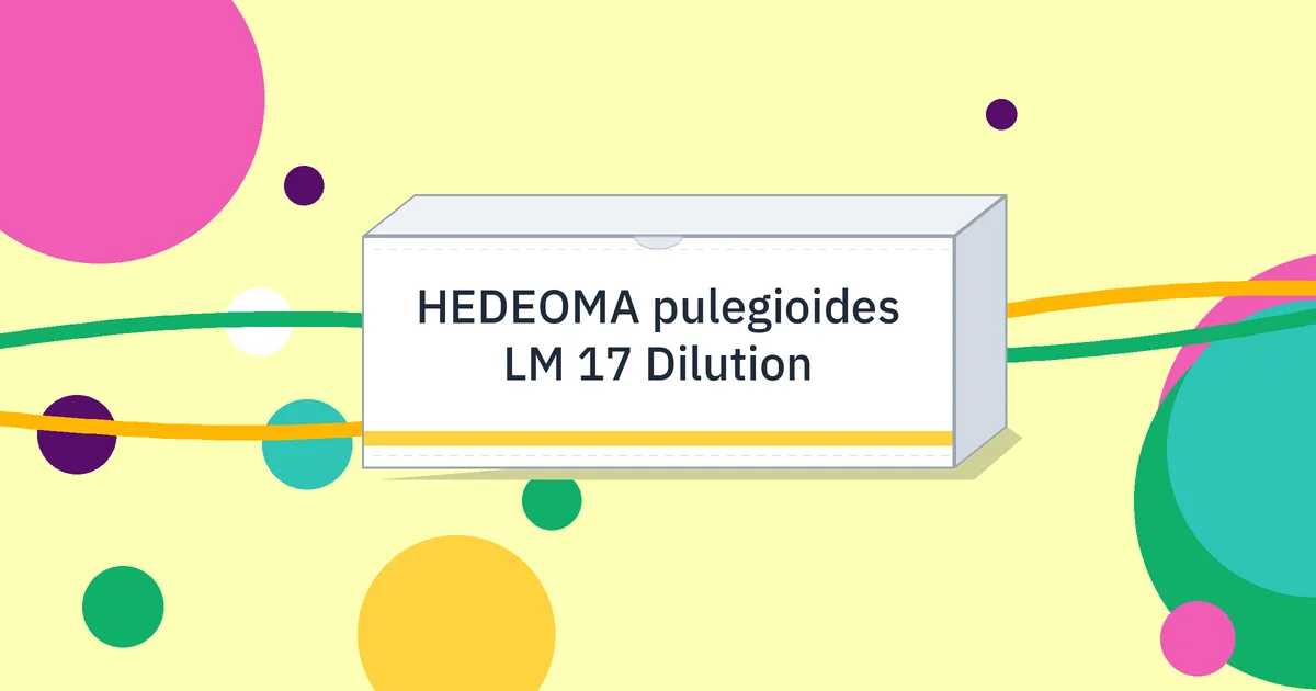 Symbolbild: Packung mit der Aufschrift HEDEOMA pulegioides LM 17 Dilution (PZN 13551210) – Verfügbarkeit und Bezug in Apotheken in Frankfurt am Main