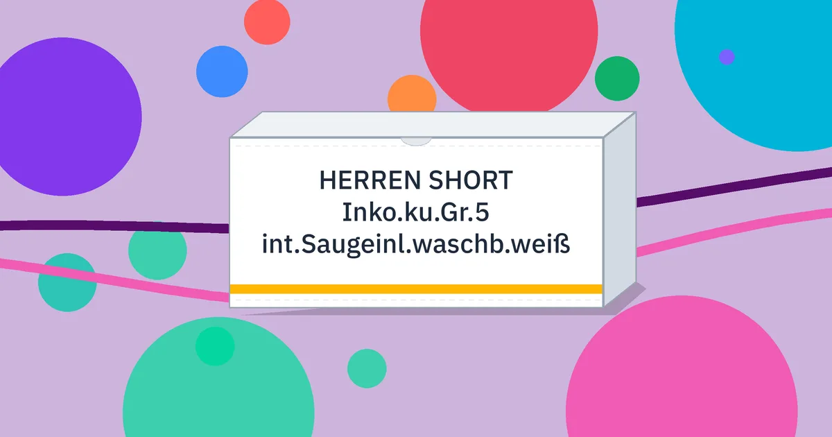 Symbolbild: Packung mit der Aufschrift HERREN SHORT Inko.ku.Gr.5 int.Saugeinl.waschb.weiß (PZN 17313772) – Verfügbarkeit und Bezug in Apotheken in Frankfurt am Main