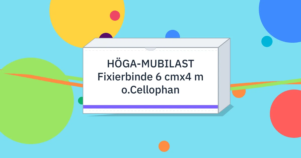 Symbolbild: Packung mit der Aufschrift HÖGA-MUBILAST Fixierbinde 6 cmx4 m o.Cellophan (PZN 04401569) – Verfügbarkeit und Bezug in Apotheken in Frankfurt am Main