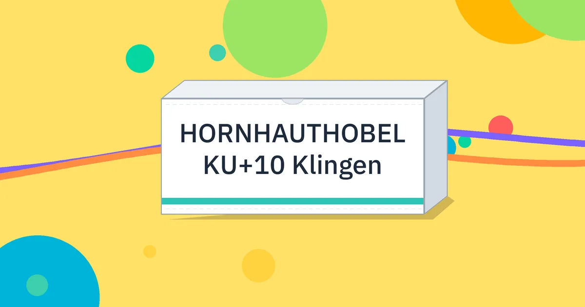 Symbolbild: Packung mit der Aufschrift HORNHAUTHOBEL KU+10 Klingen (PZN 11023694) – Verfügbarkeit und Bezug in Apotheken in Frankfurt am Main