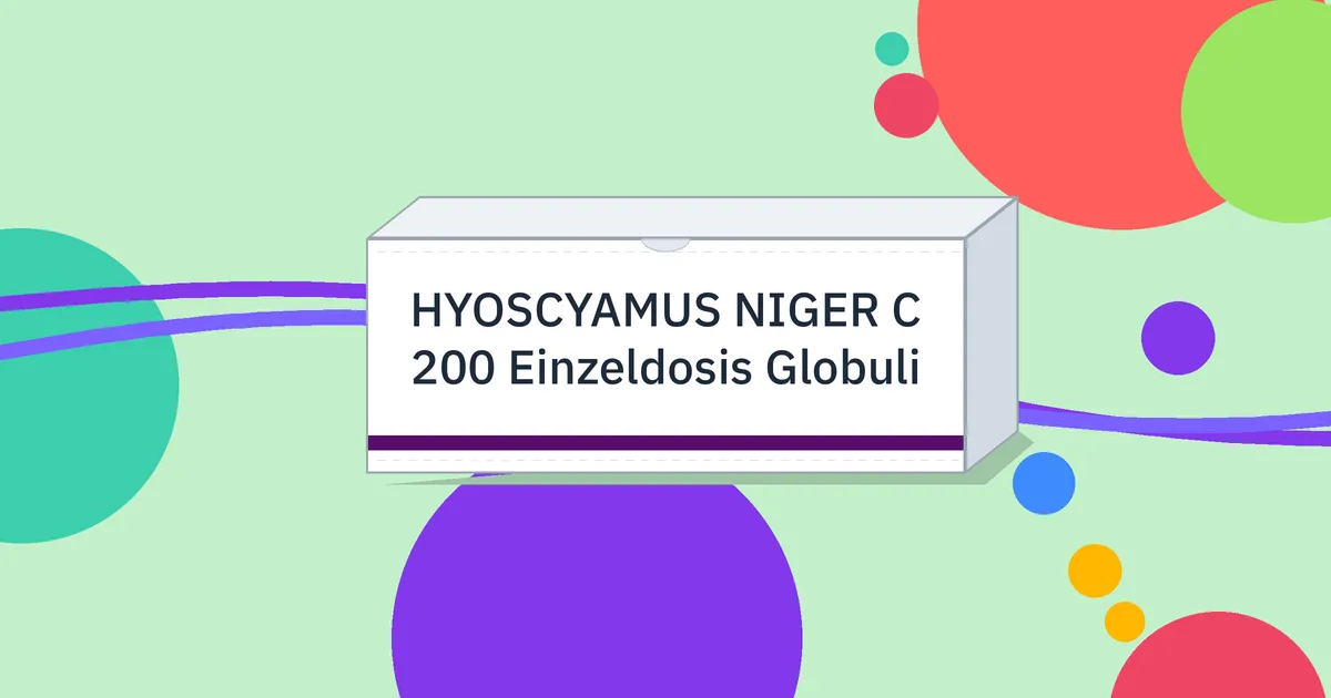 Symbolbild: Packung mit der Aufschrift HYOSCYAMUS NIGER C 200 Einzeldosis Globuli (PZN 01542513) – Verfügbarkeit und Bezug in Apotheken in Frankfurt am Main
