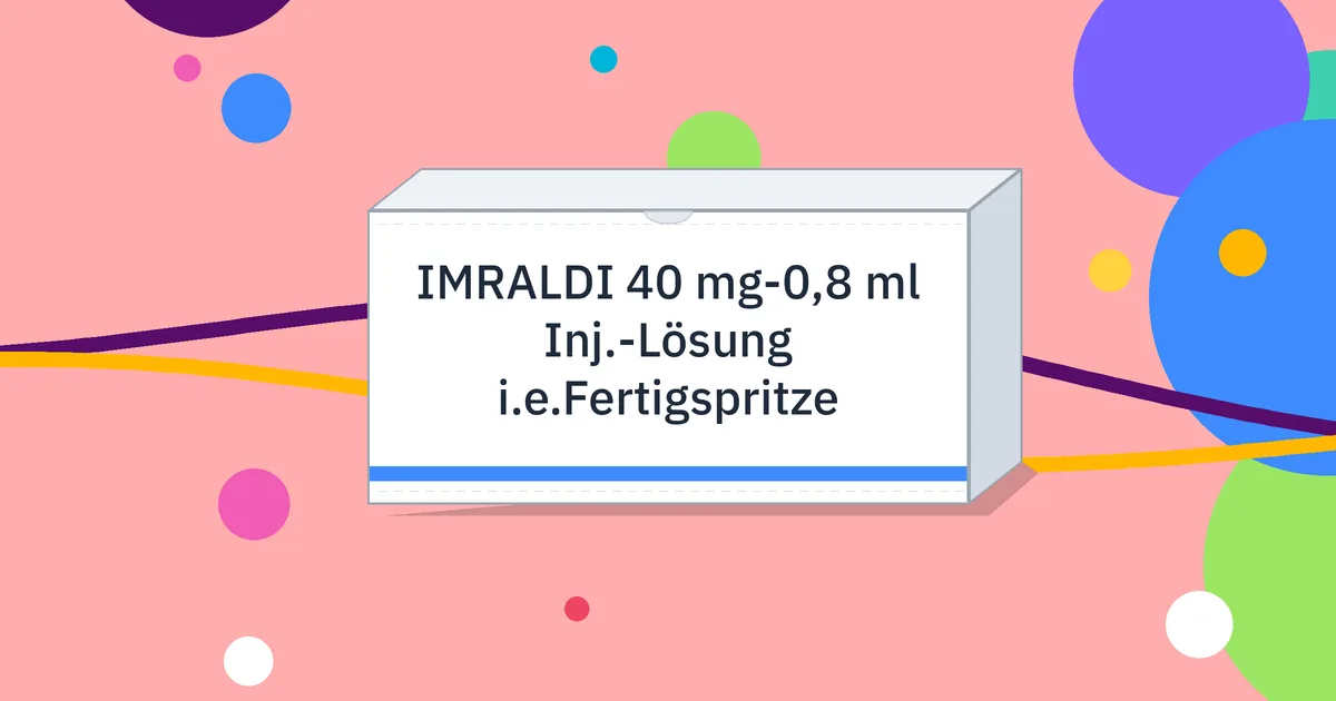 Symbolbild: Packung mit der Aufschrift IMRALDI 40 mg-0,8 ml Inj.-Lösung i.e.Fertigspritze (PZN 15617195) – Verfügbarkeit und Bezug in Apotheken in Frankfurt am Main