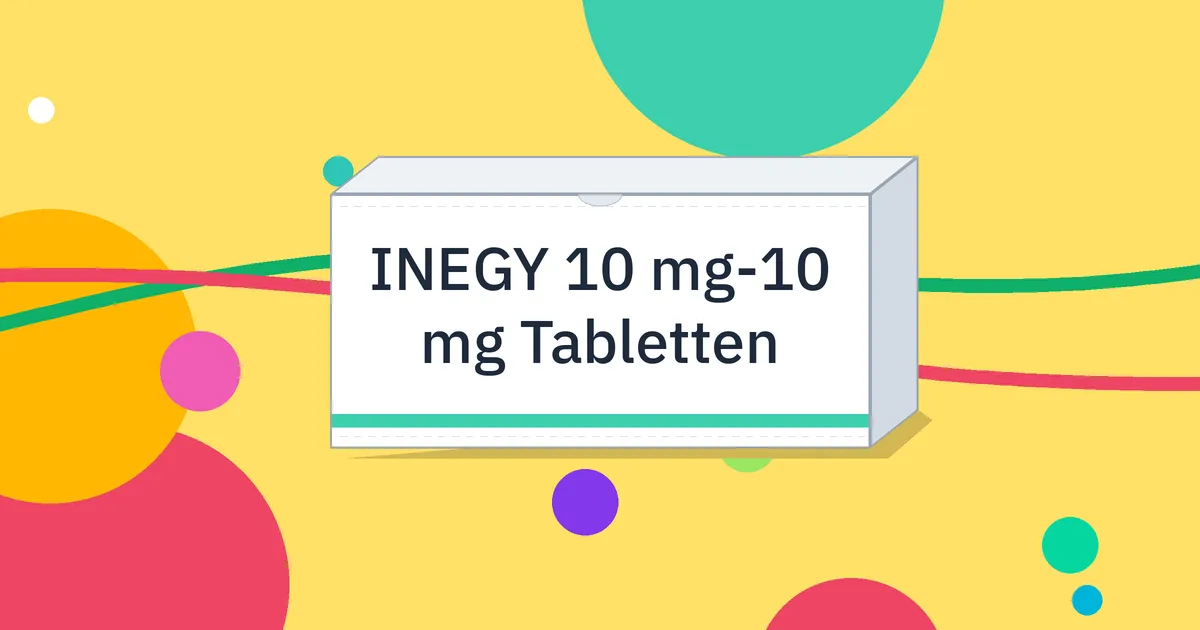 Symbolbild: Packung mit der Aufschrift INEGY 10 mg-10 mg Tabletten (PZN 20044324) – Verfügbarkeit und Bezug in Apotheken in Frankfurt am Main