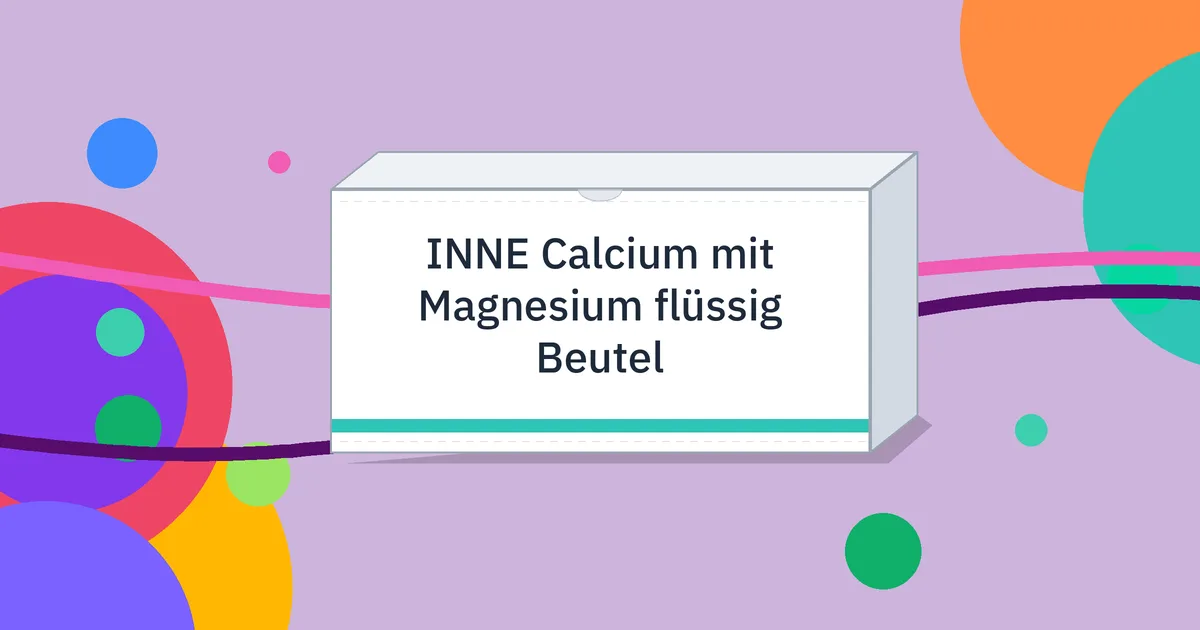 Symbolbild: Packung mit der Aufschrift INNE Calcium mit Magnesium flüssig Beutel (PZN 19104067) – Verfügbarkeit und Bezug in Apotheken in Frankfurt am Main