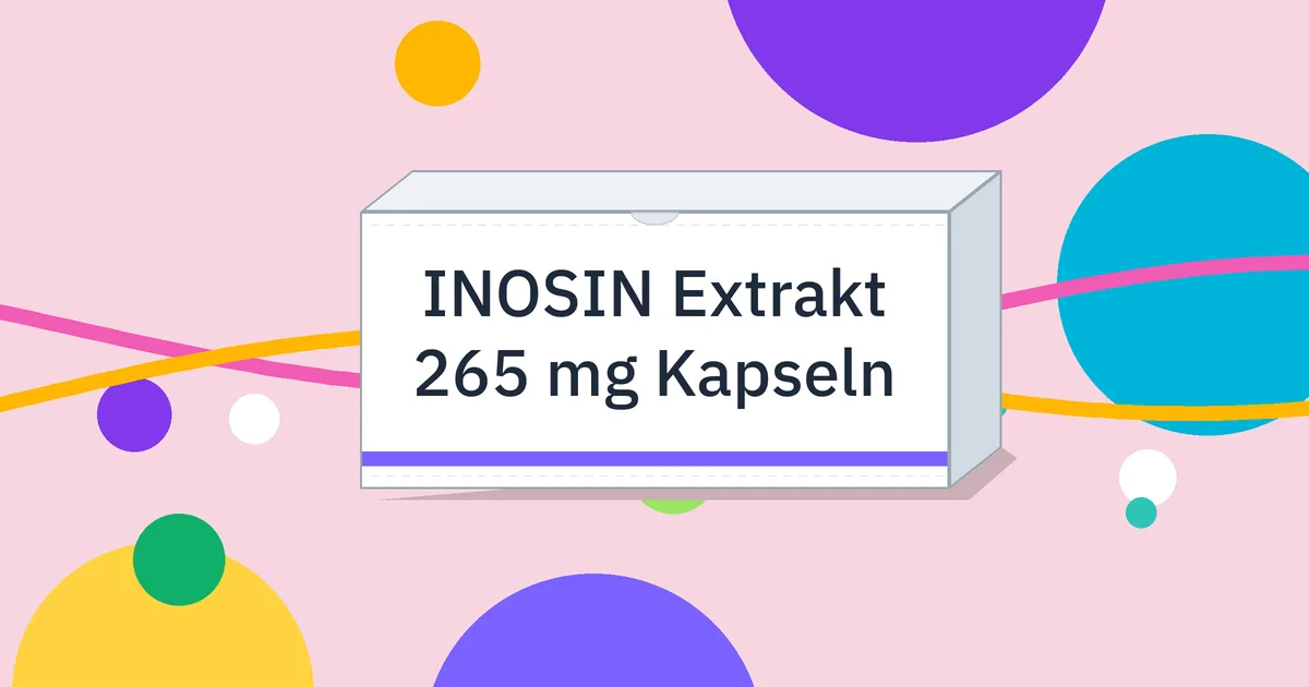 Symbolbild: Packung mit der Aufschrift INOSIN Extrakt 265 mg Kapseln (PZN 19679916) – Verfügbarkeit und Bezug in Apotheken in Frankfurt am Main