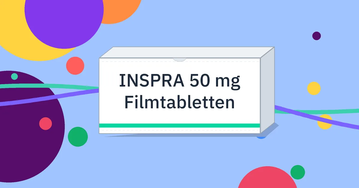 Symbolbild: Packung mit der Aufschrift INSPRA 50 mg Filmtabletten (PZN 11149030) – Verfügbarkeit und Bezug in Apotheken in Frankfurt am Main