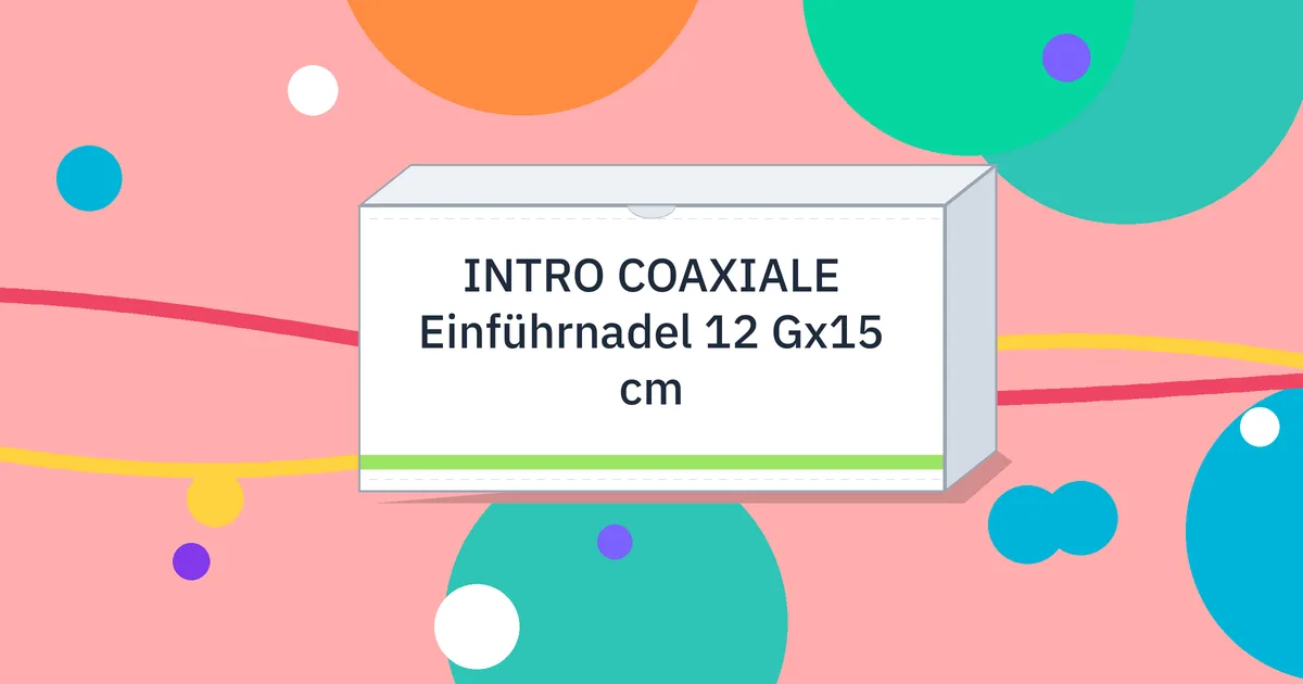 Symbolbild: Packung mit der Aufschrift INTRO COAXIALE Einführnadel 12 Gx15 cm (PZN 16918645) – Verfügbarkeit und Bezug in Apotheken in Frankfurt am Main