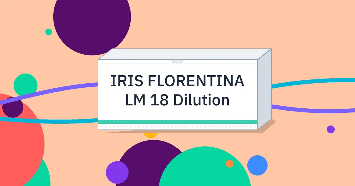 Symbolbild: Packung mit der Aufschrift IRIS FLORENTINA LM 18 Dilution (PZN 13561007) – Verfügbarkeit und Bezug in Apotheken in Frankfurt am Main