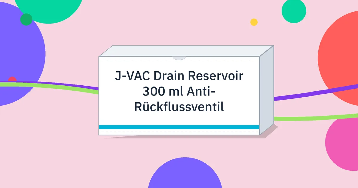 Symbolbild: Packung mit der Aufschrift J-VAC Drain Reservoir 300 ml Anti-Rückflussventil (PZN 18424373) – Verfügbarkeit und Bezug in Apotheken in Frankfurt am Main