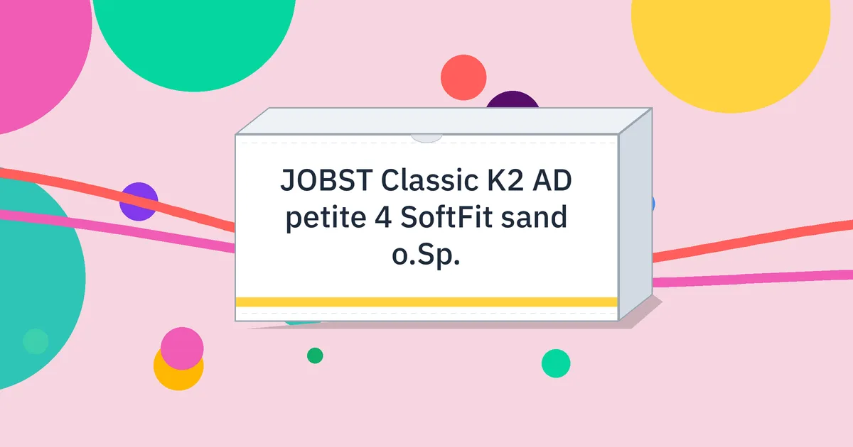 Symbolbild: Packung mit der Aufschrift JOBST Classic K2 AD petite 4 SoftFit sand o.Sp. (PZN 14222595) – Verfügbarkeit und Bezug in Apotheken in Frankfurt am Main