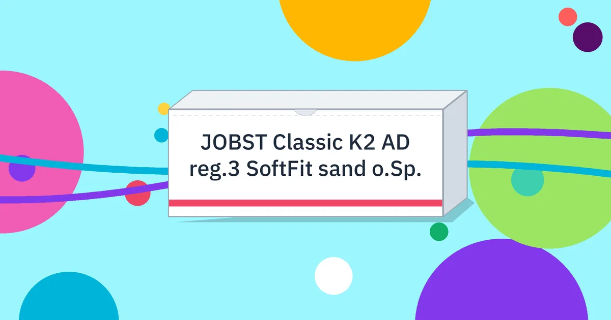 Symbolbild: Packung mit der Aufschrift JOBST Classic K2 AD reg.3 SoftFit sand o.Sp. (PZN 14221851) – Verfügbarkeit und Bezug in Apotheken in Frankfurt am Main