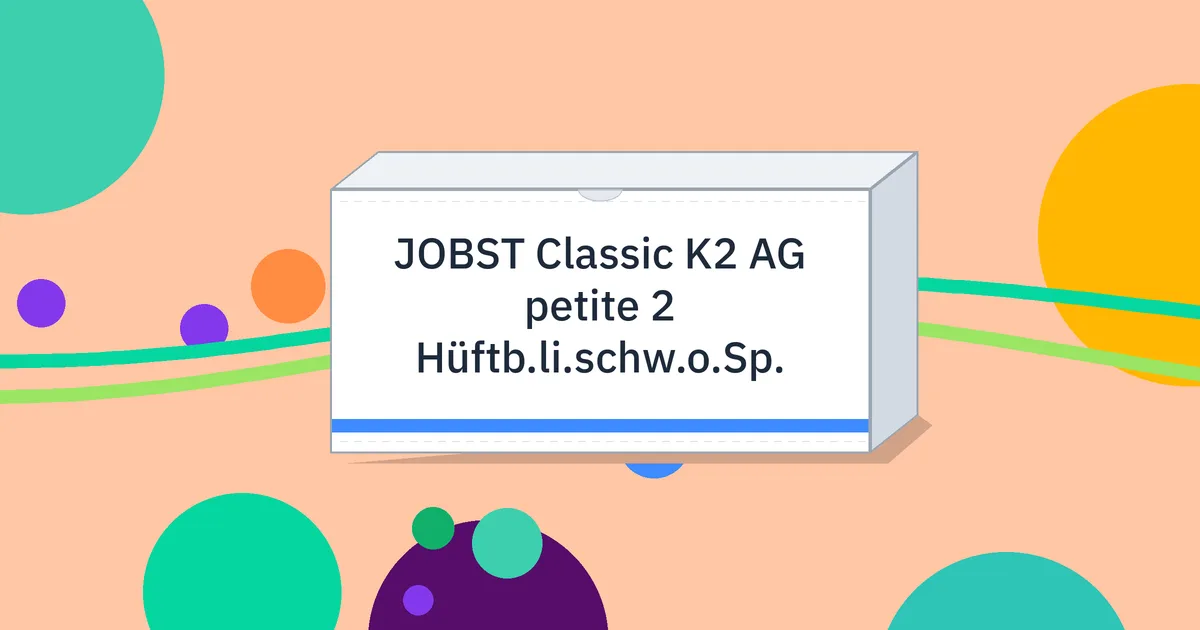 Symbolbild: Packung mit der Aufschrift JOBST Classic K2 AG petite 2 Hüftb.li.schw.o.Sp. (PZN 13064645) – Verfügbarkeit und Bezug in Apotheken in Frankfurt am Main
