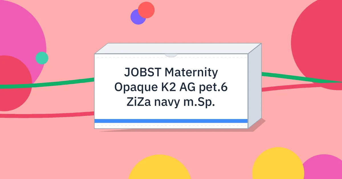 Symbolbild: Packung mit der Aufschrift JOBST Maternity Opaque K2 AG pet.6 ZiZa navy m.Sp. (PZN 15860843) – Verfügbarkeit und Bezug in Apotheken in Frankfurt am Main