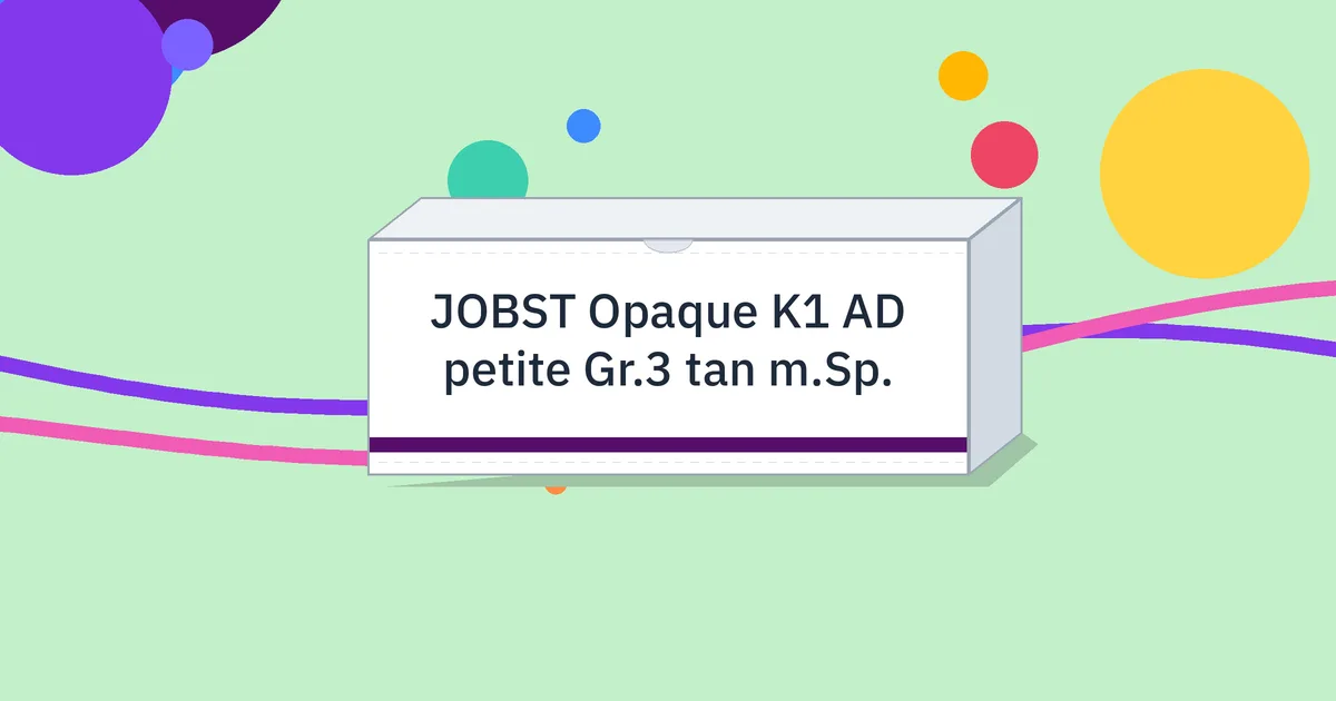 Symbolbild: Packung mit der Aufschrift JOBST Opaque K1 AD petite Gr.3 tan m.Sp. (PZN 16264095) – Verfügbarkeit und Bezug in Apotheken in Frankfurt am Main
