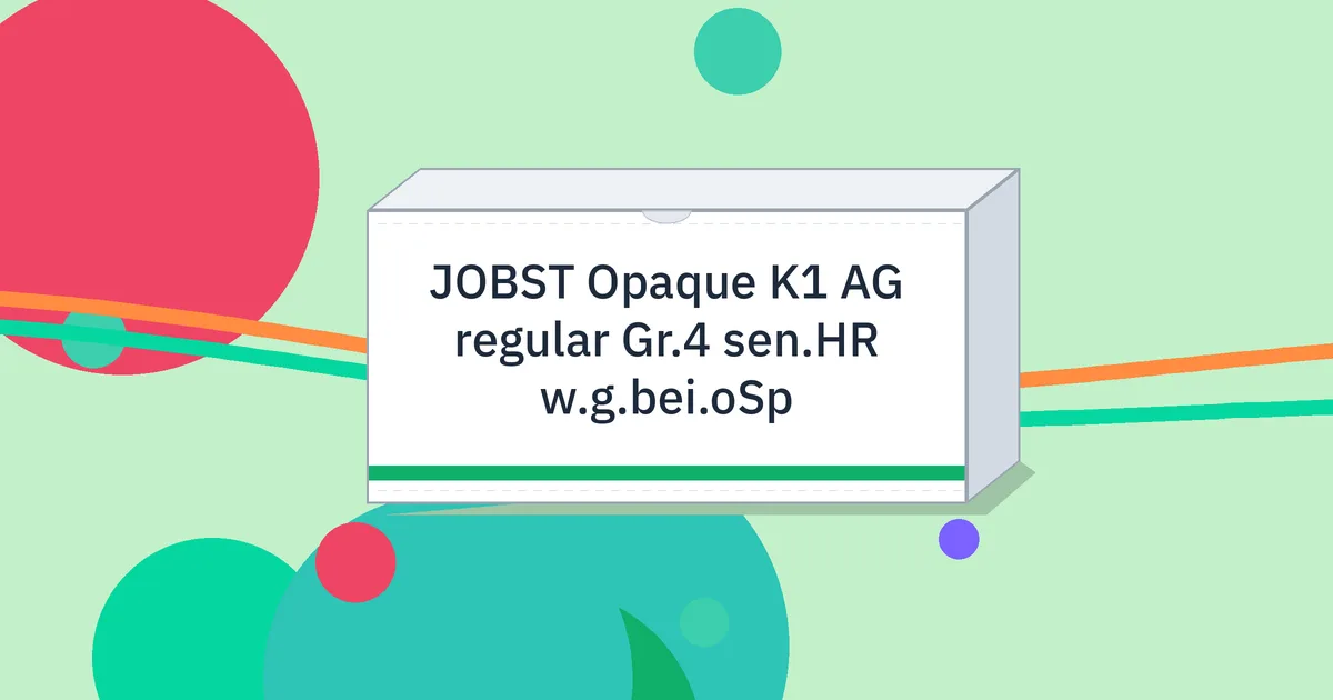 Symbolbild: Packung mit der Aufschrift JOBST Opaque K1 AG regular Gr.4 sen.HR w.g.bei.oSp (PZN 16265870) – Verfügbarkeit und Bezug in Apotheken in Frankfurt am Main