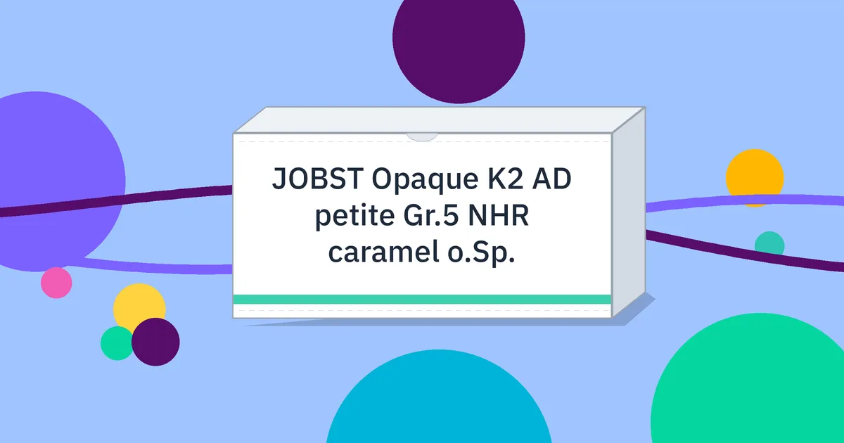 Symbolbild: Packung mit der Aufschrift JOBST Opaque K2 AD petite Gr.5 NHR caramel o.Sp. (PZN 13109709) – Verfügbarkeit und Bezug in Apotheken in Frankfurt am Main