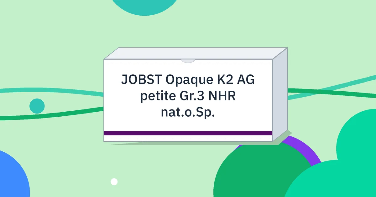 Symbolbild: Packung mit der Aufschrift JOBST Opaque K2 AG petite Gr.3 NHR nat.o.Sp. (PZN 10723900) – Verfügbarkeit und Bezug in Apotheken in Frankfurt am Main