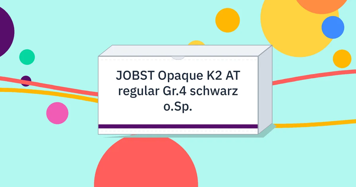 Symbolbild: Packung mit der Aufschrift JOBST Opaque K2 AT regular Gr.4 schwarz o.Sp. (PZN 11257305) – Verfügbarkeit und Bezug in Apotheken in Frankfurt am Main