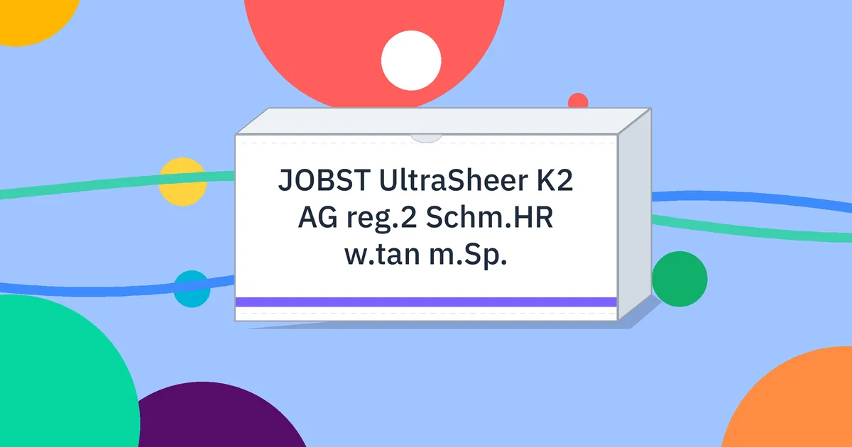 Symbolbild: Packung mit der Aufschrift JOBST UltraSheer K2 AG reg.2 Schm.HR w.tan m.Sp. (PZN 16302306) – Verfügbarkeit und Bezug in Apotheken in Frankfurt am Main