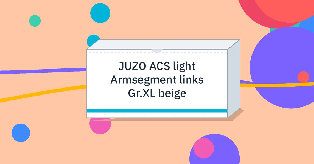 Symbolbild: Packung mit der Aufschrift JUZO ACS light Armsegment links Gr.XL beige (PZN 13891727) – Verfügbarkeit und Bezug in Apotheken in Frankfurt am Main