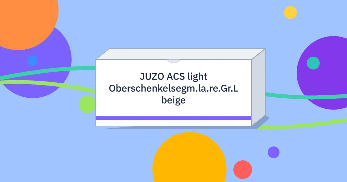Symbolbild: Packung mit der Aufschrift JUZO ACS light Oberschenkelsegm.la.re.Gr.L beige (PZN 13885750) – Verfügbarkeit und Bezug in Apotheken in Frankfurt am Main