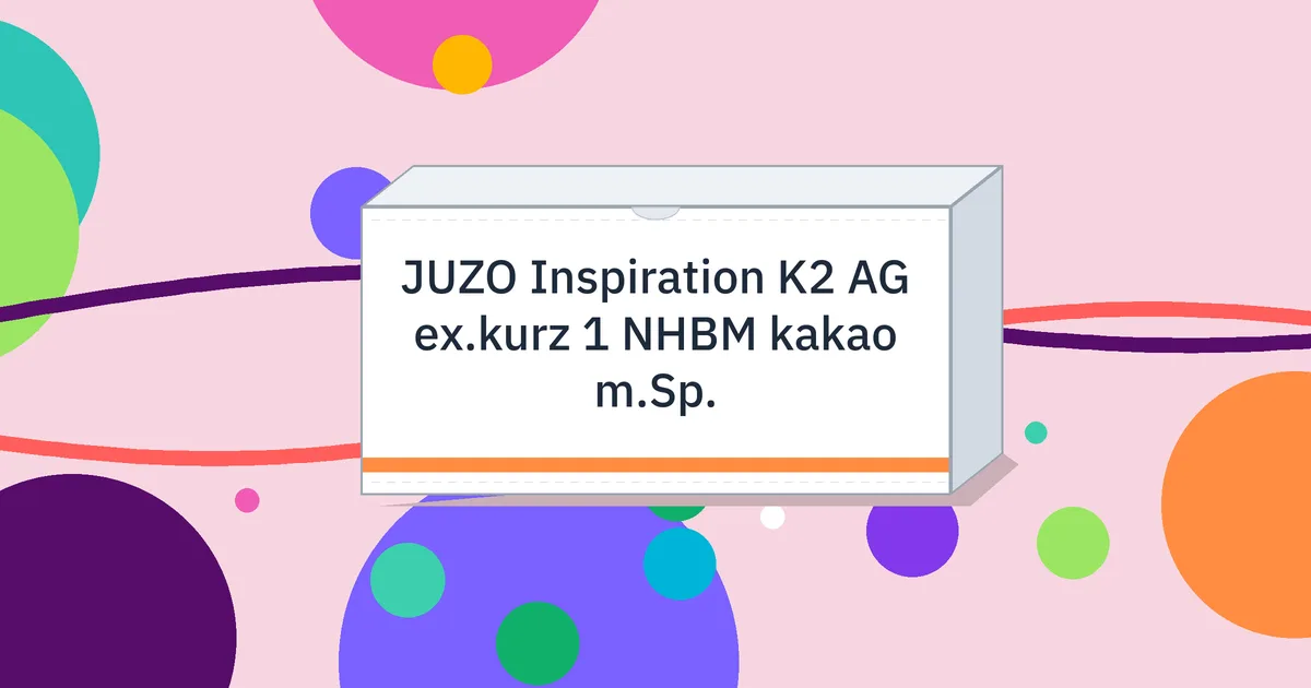 Symbolbild: Packung mit der Aufschrift JUZO Inspiration K2 AG ex.kurz 1 NHBM kakao m.Sp. (PZN 14923978) – Verfügbarkeit und Bezug in Apotheken in Frankfurt am Main