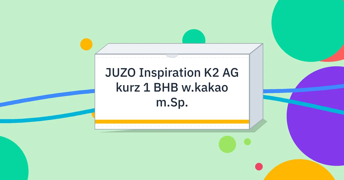 Symbolbild: Packung mit der Aufschrift JUZO Inspiration K2 AG kurz 1 BHB w.kakao m.Sp. (PZN 14850274) – Verfügbarkeit und Bezug in Apotheken in Frankfurt am Main