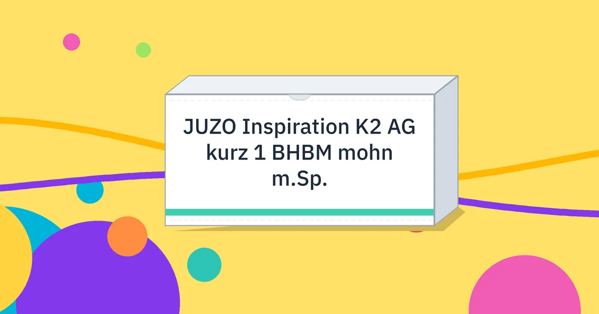 Symbolbild: Packung mit der Aufschrift JUZO Inspiration K2 AG kurz 1 BHBM mohn m.Sp. (PZN 14875647) – Verfügbarkeit und Bezug in Apotheken in Frankfurt am Main