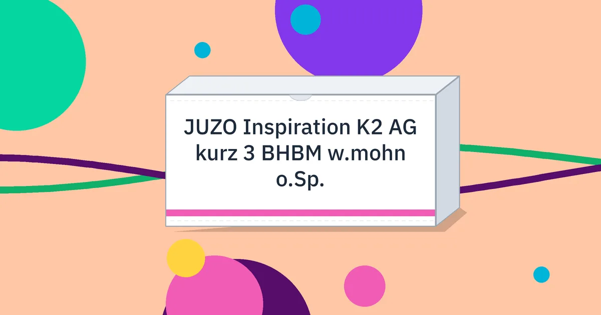 Symbolbild: Packung mit der Aufschrift JUZO Inspiration K2 AG kurz 3 BHBM w.mohn o.Sp. (PZN 14885539) – Verfügbarkeit und Bezug in Apotheken in Frankfurt am Main