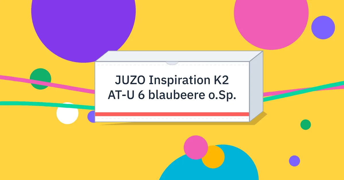 Symbolbild: Packung mit der Aufschrift JUZO Inspiration K2 AT-U 6 blaubeere o.Sp. (PZN 14928355) – Verfügbarkeit und Bezug in Apotheken in Frankfurt am Main