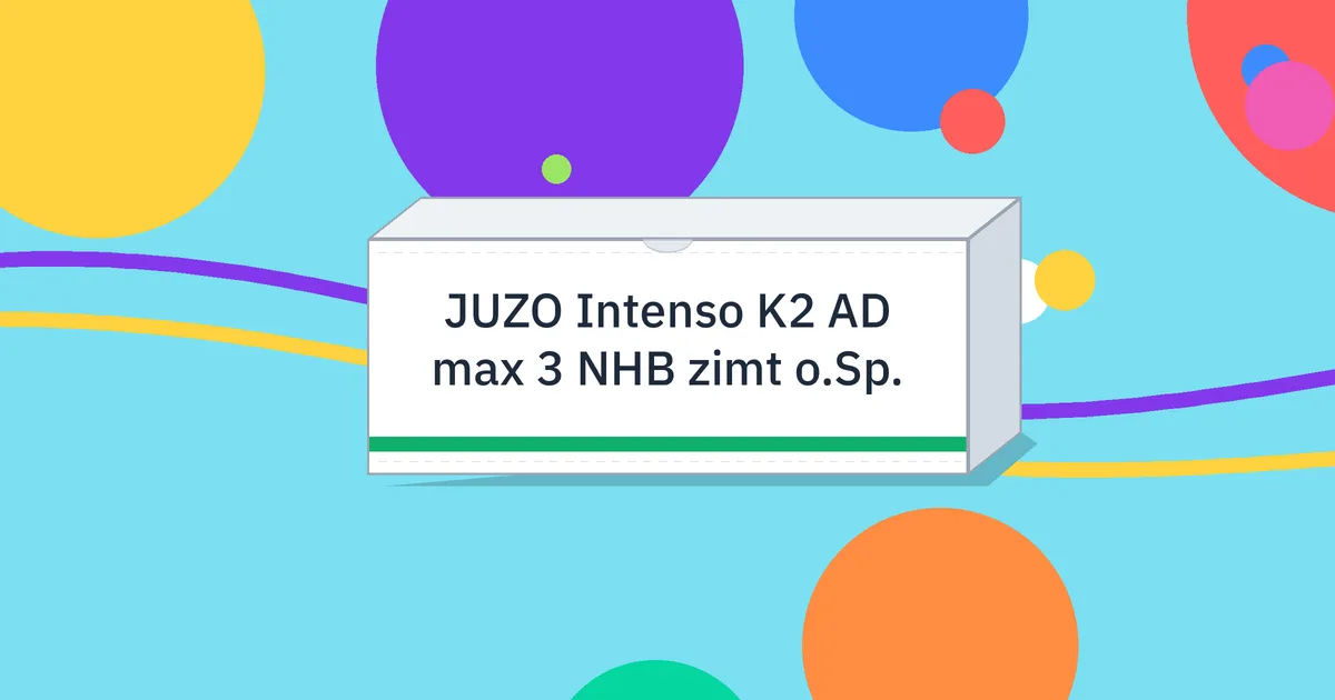 Symbolbild: Packung mit der Aufschrift JUZO Intenso K2 AD max 3 NHB zimt o.Sp. (PZN 18623173) – Verfügbarkeit und Bezug in Apotheken in Frankfurt am Main
