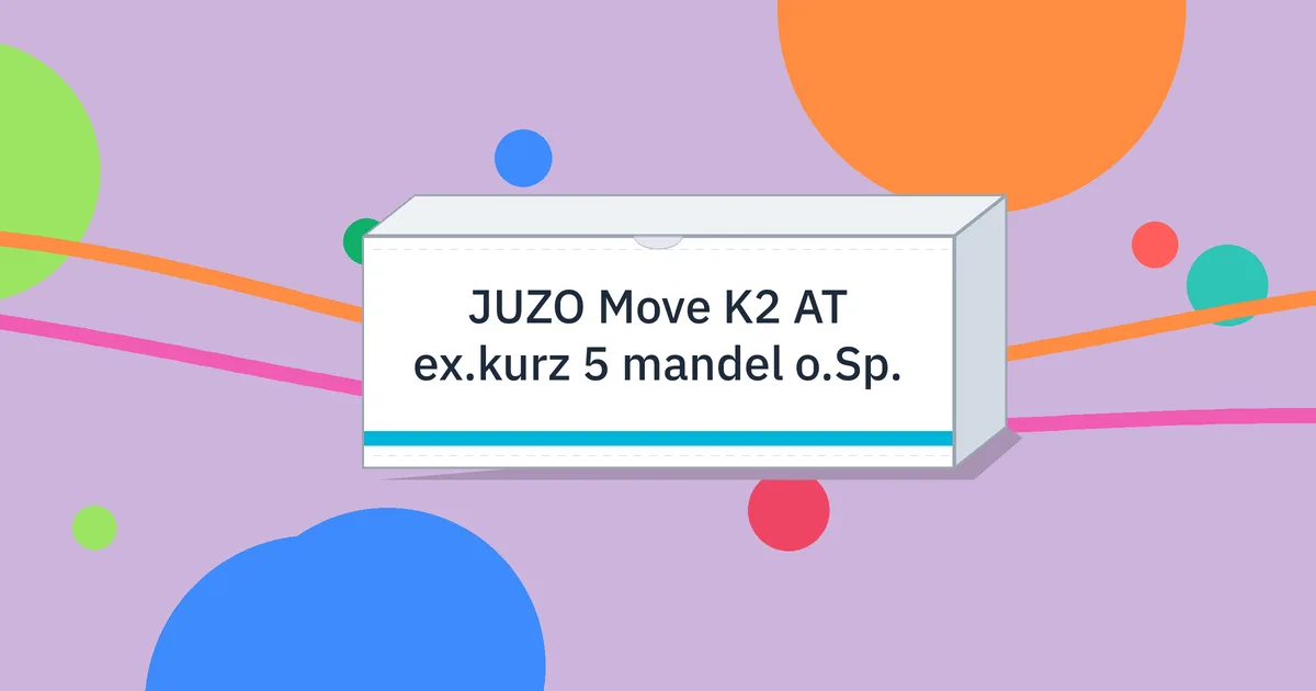 Symbolbild: Packung mit der Aufschrift JUZO Move K2 AT ex.kurz 5 mandel o.Sp. (PZN 20672440) – Verfügbarkeit und Bezug in Apotheken in Frankfurt am Main