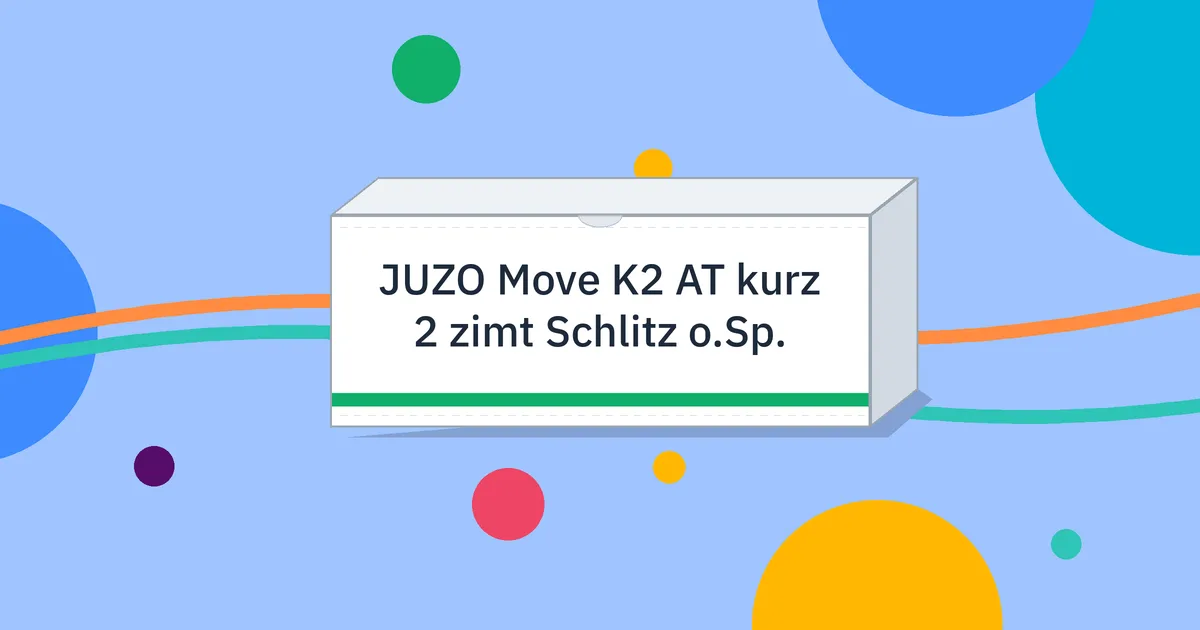 Symbolbild: Packung mit der Aufschrift JUZO Move K2 AT kurz 2 zimt Schlitz o.Sp. (PZN 20676343) – Verfügbarkeit und Bezug in Apotheken in Frankfurt am Main