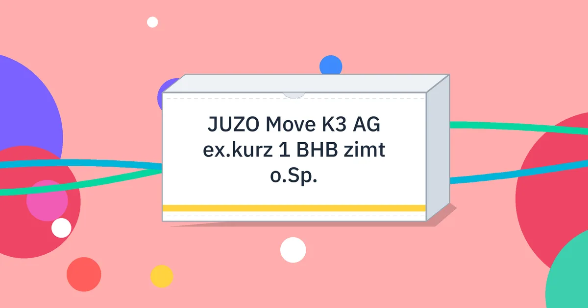 Symbolbild: Packung mit der Aufschrift JUZO Move K3 AG ex.kurz 1 BHB zimt o.Sp. (PZN 18585515) – Verfügbarkeit und Bezug in Apotheken in Frankfurt am Main