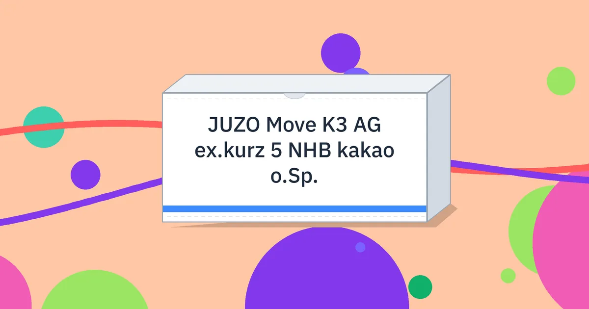 Symbolbild: Packung mit der Aufschrift JUZO Move K3 AG ex.kurz 5 NHB kakao o.Sp. (PZN 18597091) – Verfügbarkeit und Bezug in Apotheken in Frankfurt am Main