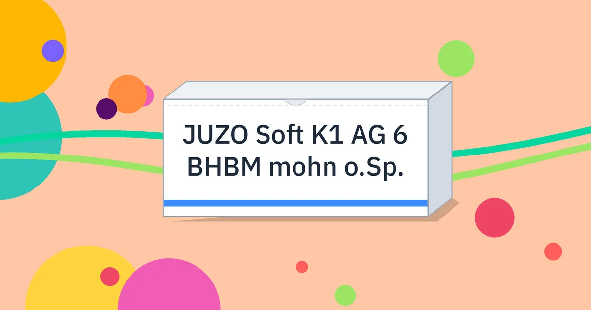 Symbolbild: Packung mit der Aufschrift JUZO Soft K1 AG 6 BHBM mohn o.Sp. (PZN 14857276) – Verfügbarkeit und Bezug in Apotheken in Frankfurt am Main