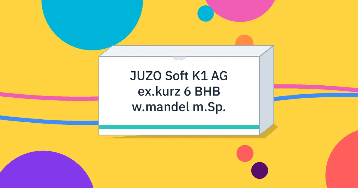 Symbolbild: Packung mit der Aufschrift JUZO Soft K1 AG ex.kurz 6 BHB w.mandel m.Sp. (PZN 14839657) – Verfügbarkeit und Bezug in Apotheken in Frankfurt am Main