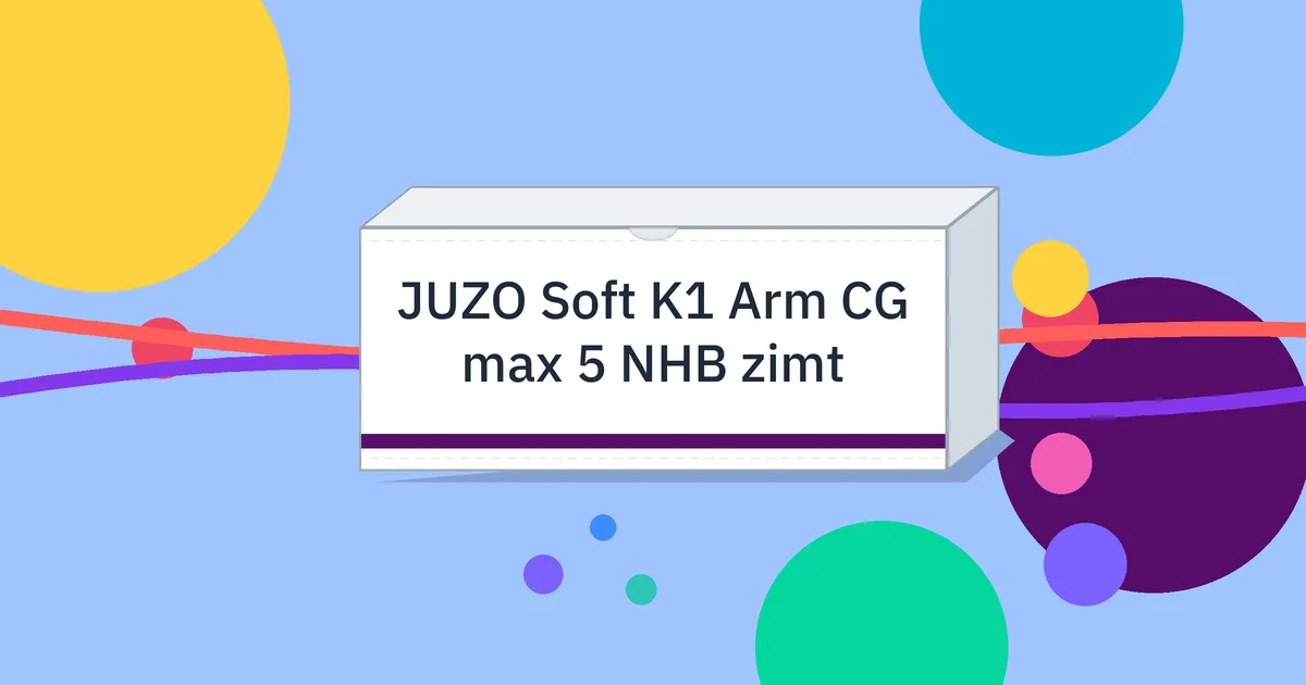 Symbolbild: Packung mit der Aufschrift JUZO Soft K1 Arm CG max 5 NHB zimt (PZN 15508833) – Verfügbarkeit und Bezug in Apotheken in Frankfurt am Main