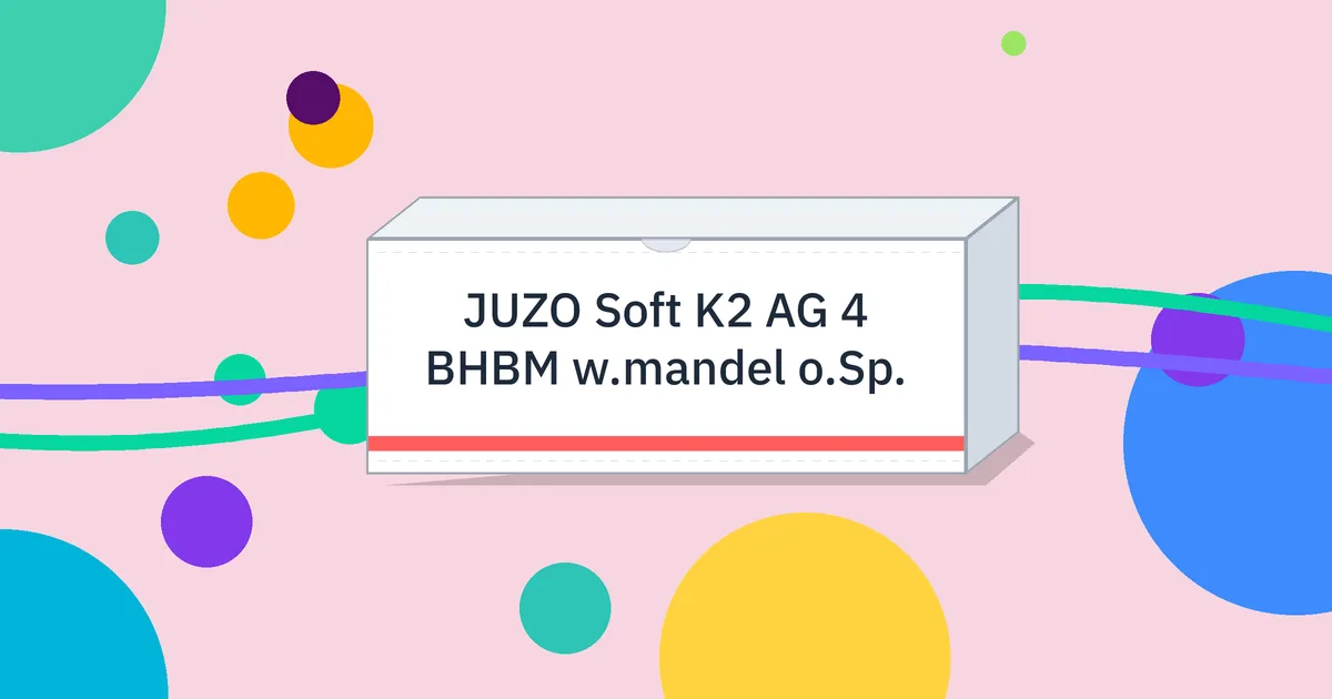 Symbolbild: Packung mit der Aufschrift JUZO Soft K2 AG 4 BHBM w.mandel o.Sp. (PZN 14869003) – Verfügbarkeit und Bezug in Apotheken in Frankfurt am Main