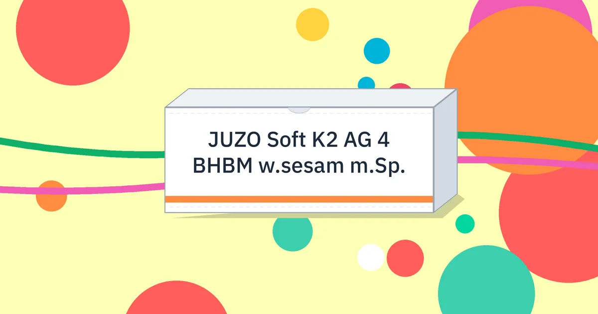 Symbolbild: Packung mit der Aufschrift JUZO Soft K2 AG 4 BHBM w.sesam m.Sp. (PZN 14866832) – Verfügbarkeit und Bezug in Apotheken in Frankfurt am Main