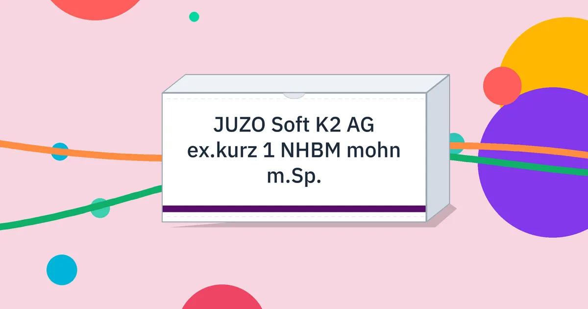 Symbolbild: Packung mit der Aufschrift JUZO Soft K2 AG ex.kurz 1 NHBM mohn m.Sp. (PZN 15021315) – Verfügbarkeit und Bezug in Apotheken in Frankfurt am Main